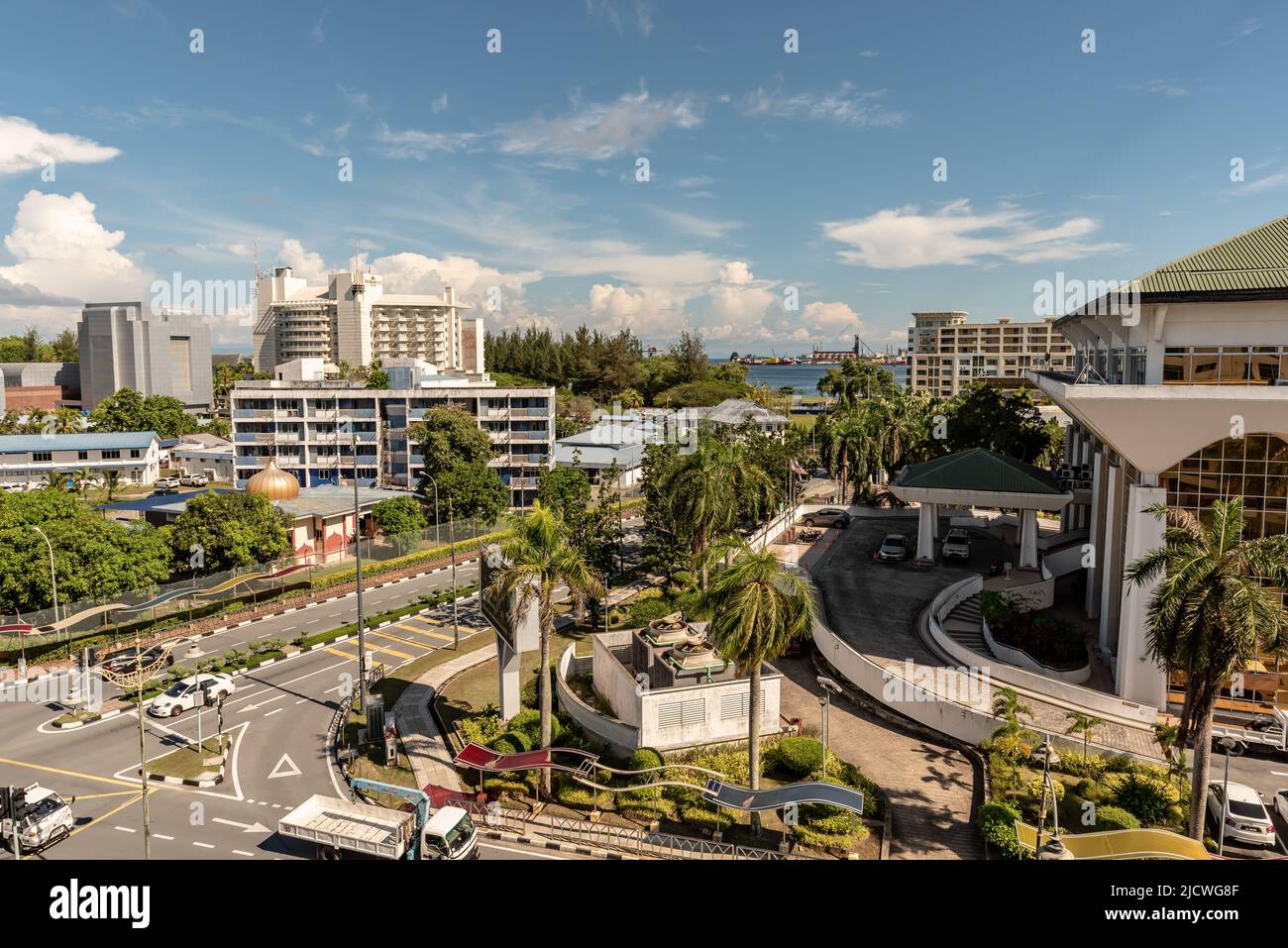 Labuan, Malaysia-June 06, 2021: View of the street in center of the ...