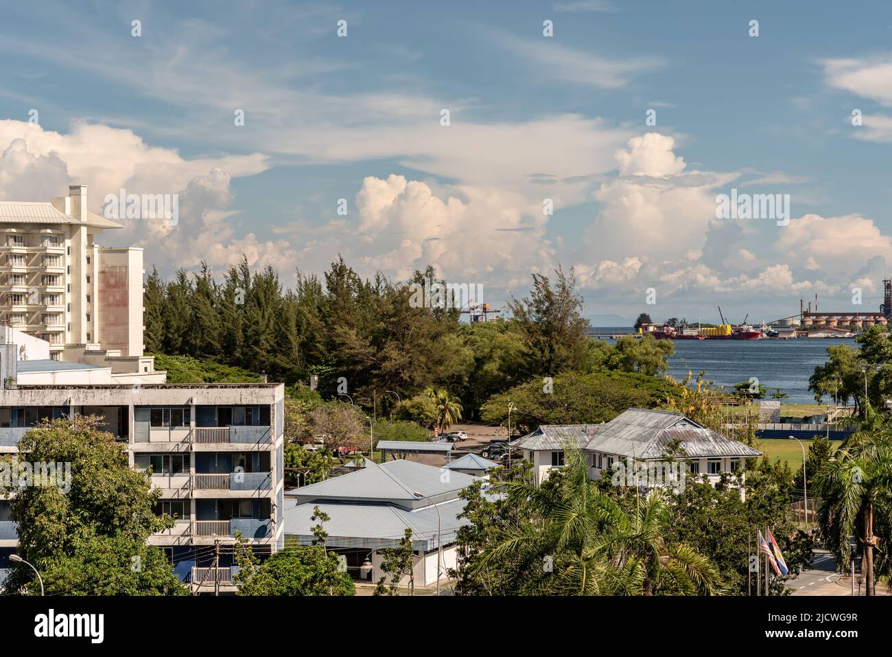 Labuan, Malaysia-June 06, 2021: View of the street in center of the ...