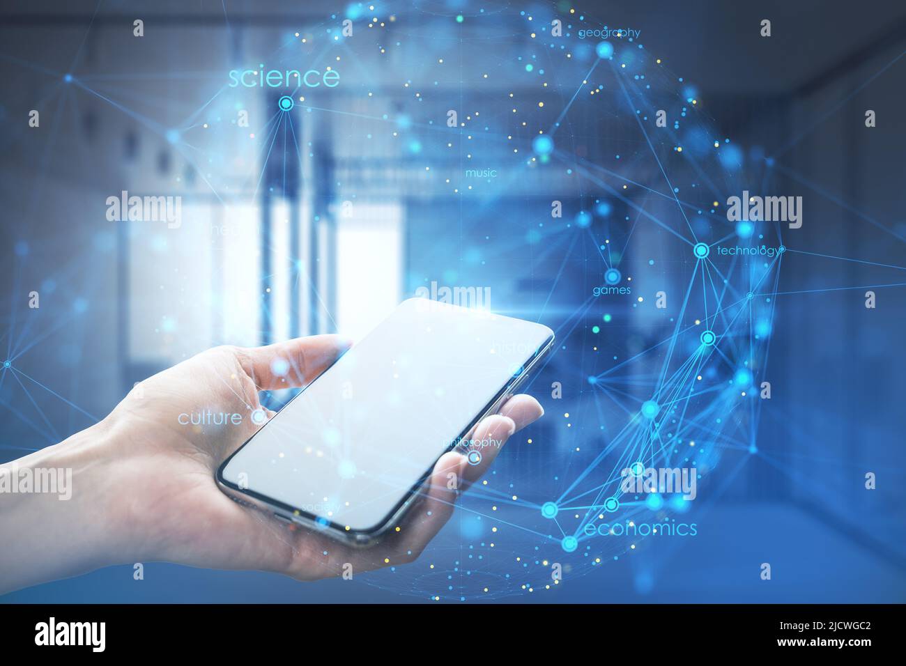 Business technology and mobile cyber space concept with futuristic ...