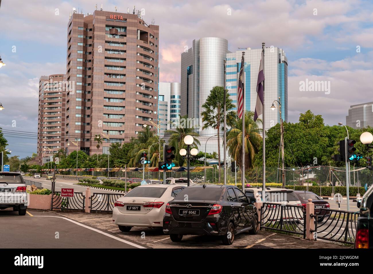 Labuan, Malaysia-June 06, 2021: View of the street in center of the ...