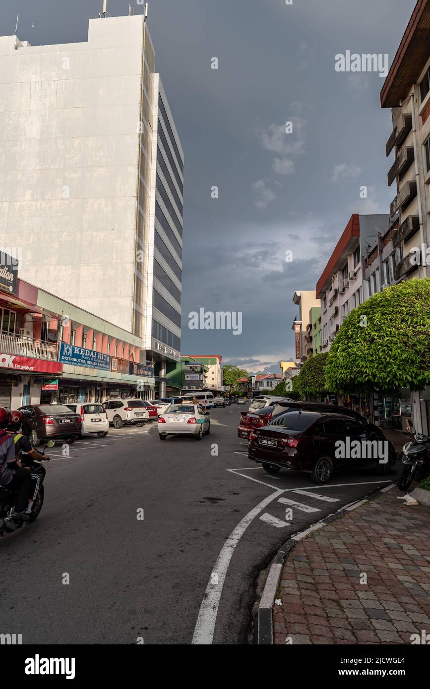 Labuan, Malaysia-June 06, 2021: View of the street in center of the ...