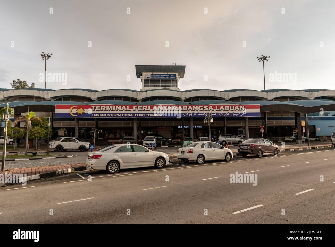Labuan, Malaysia-June 06, 2021: View of the street in center of the ...