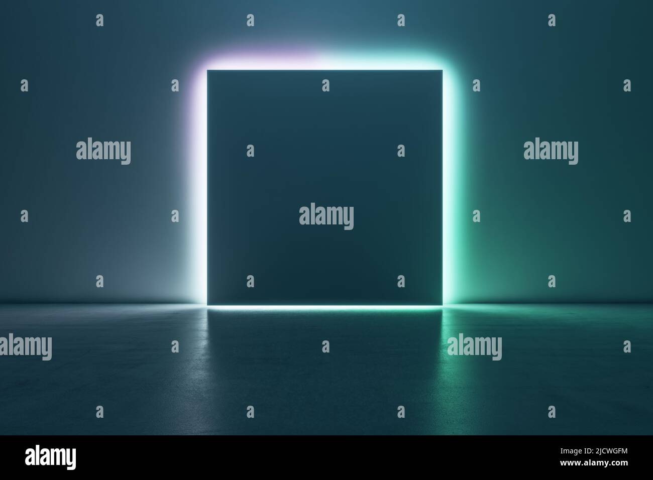 Front view on black blank square partition with copyspace for your text ...