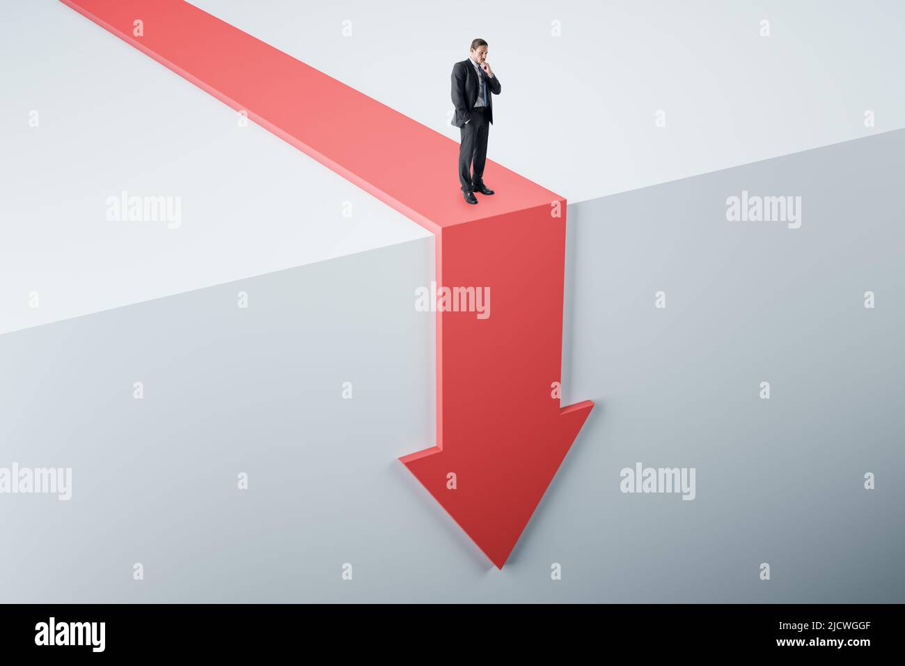 Personal crisis and business decline concept with confused businessman ...