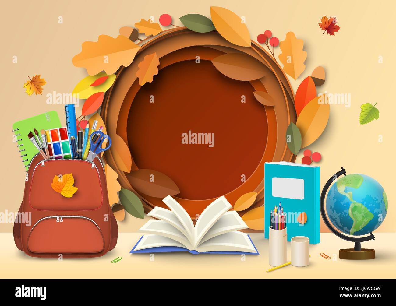 Back to school paper cut vector illustration Stock Vector Image & Art ...