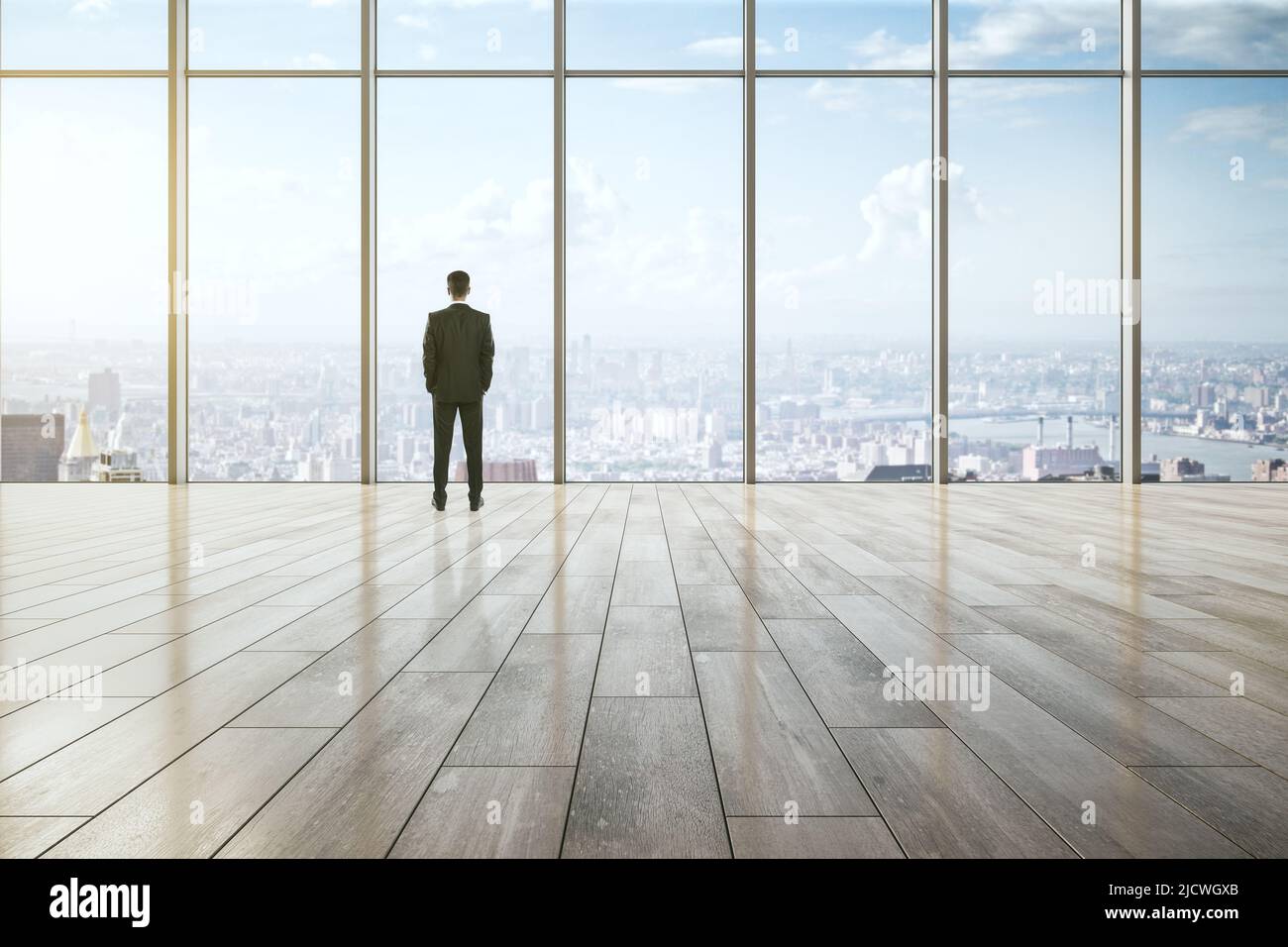 Business success, leadership and inspiration concept with businessman ...