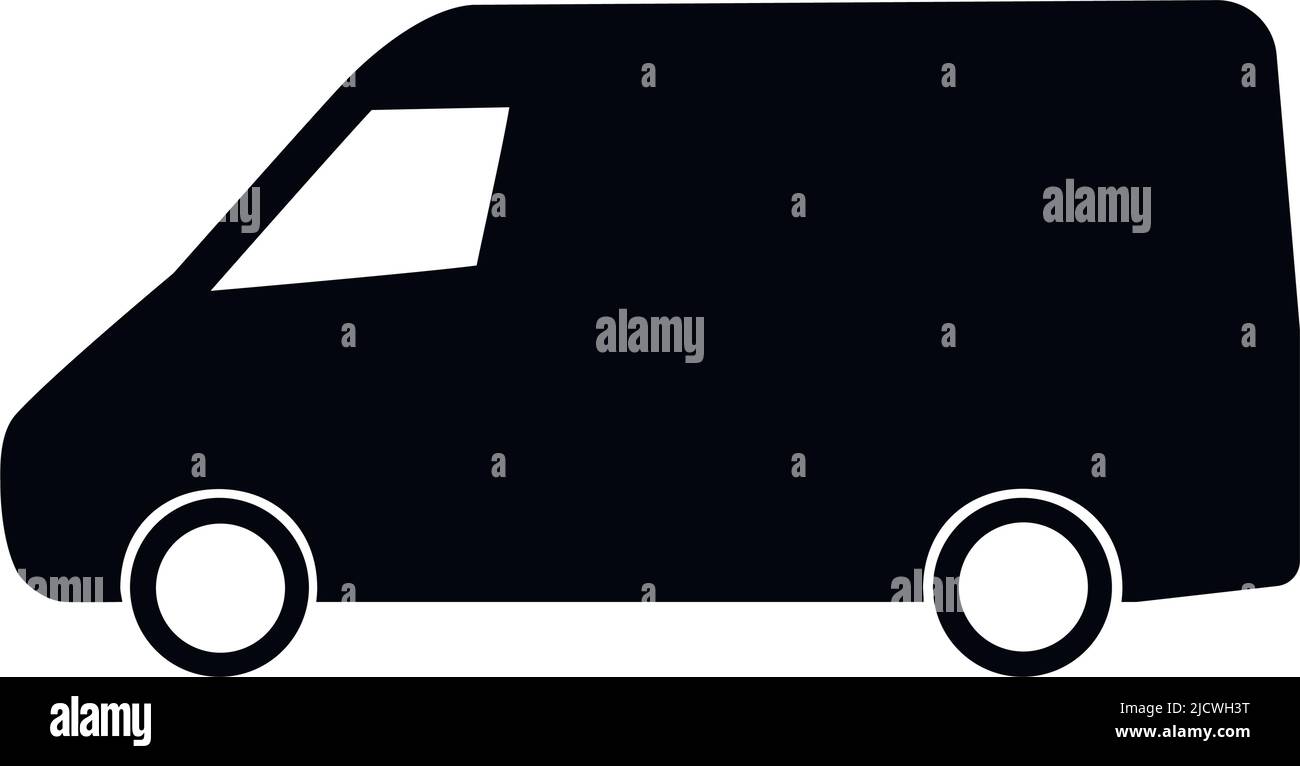 Cargo Van Isolated Silhouette On White Background Vector Illustration