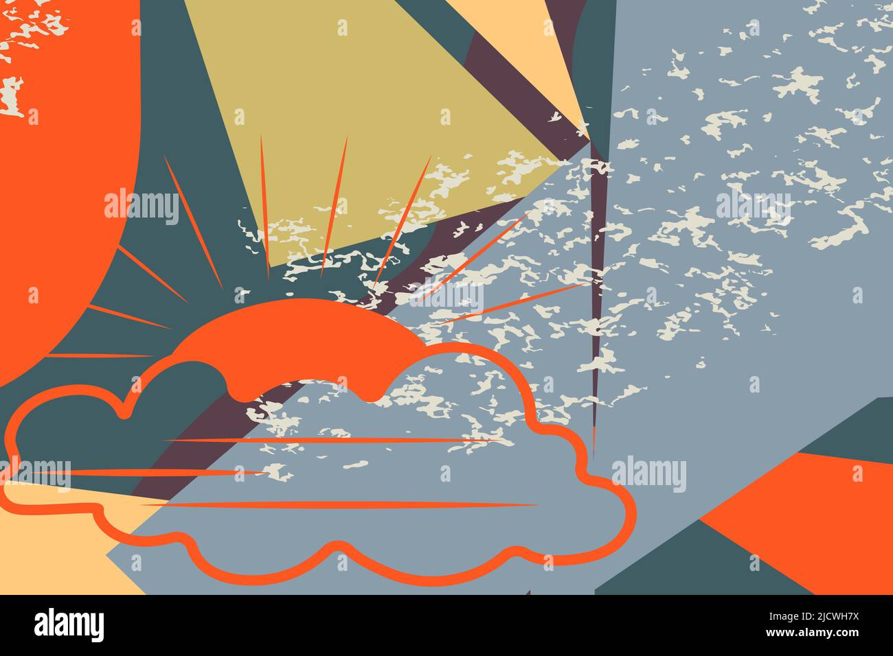 Rainbow shapes, curves, arcs. Abstract background withe various lines ...