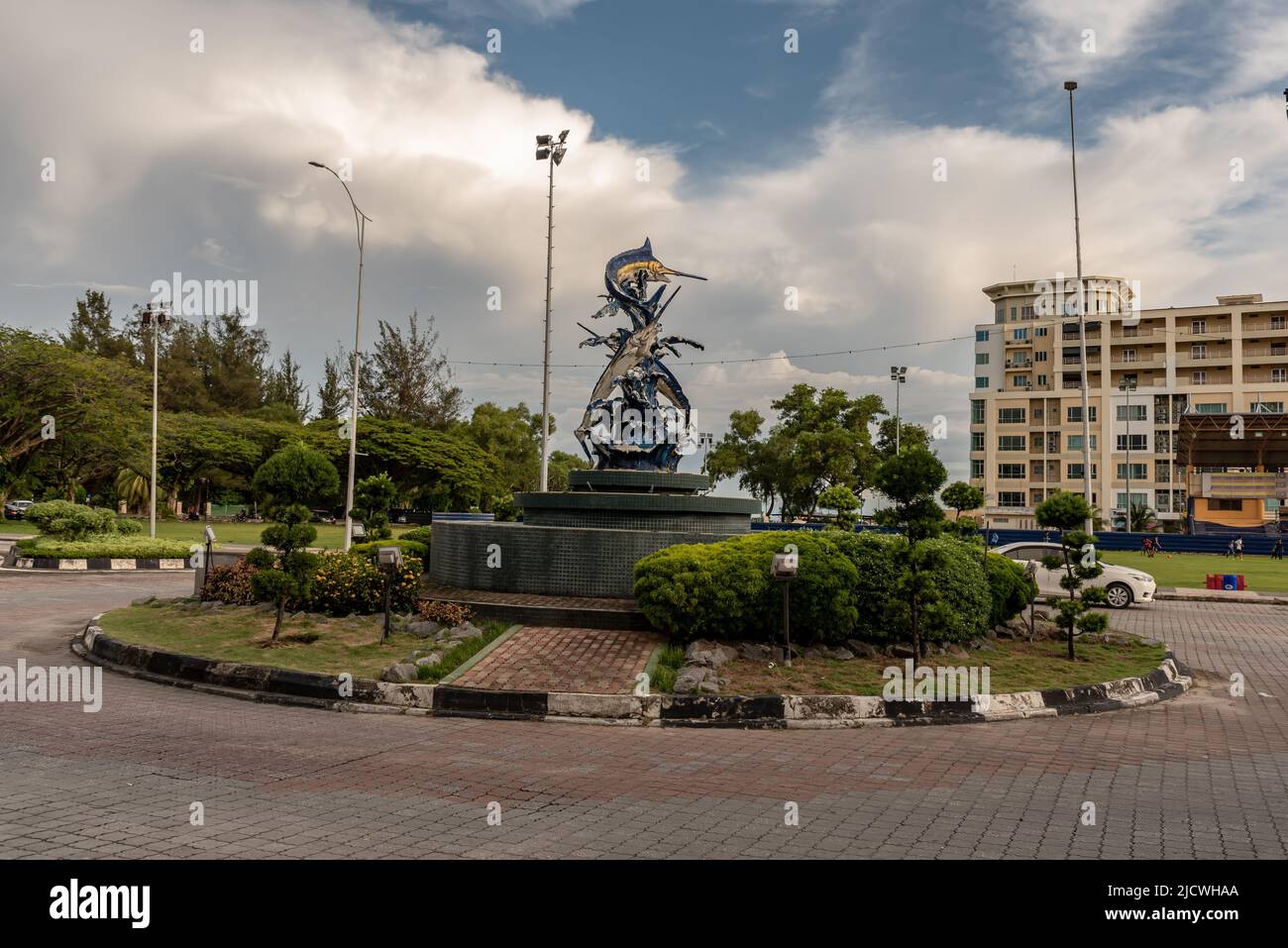 Labuan, Malaysia-June 06, 2021: View of the street in center of the ...