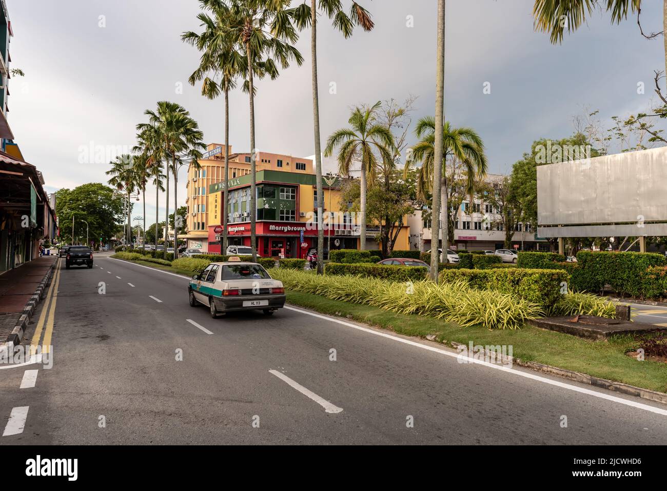 Labuan, Malaysia-June 06, 2021: View of the street in center of the ...
