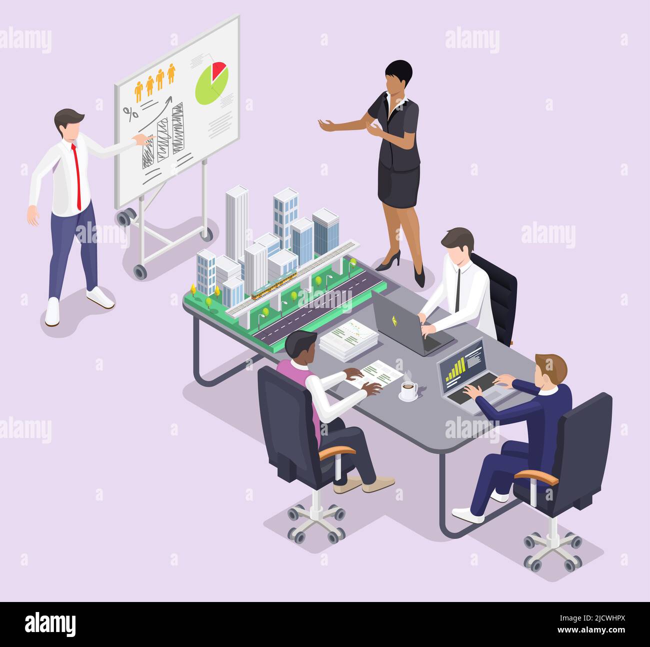 City planning and urban development process vector Stock Vector Image ...