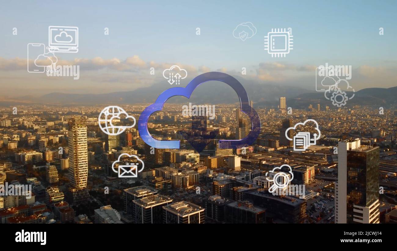 Cloud computing concept. Communication network Stock Photo - Alamy