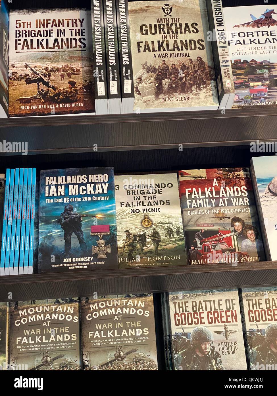 Stanley, UK. 15th June, 2022. Books about the Falklands War are ...