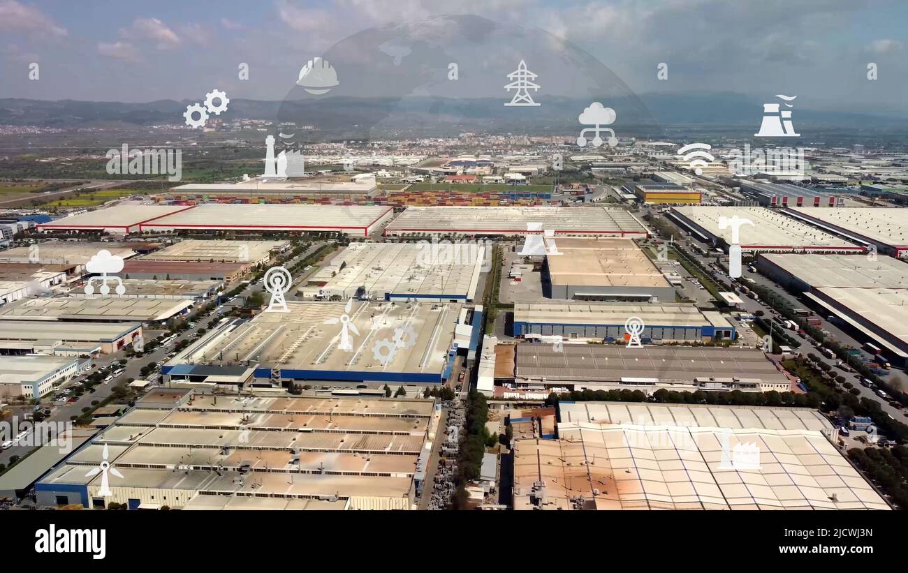 Smart factory concept. Communication network. INDUSTRY4.0 Stock Photo ...