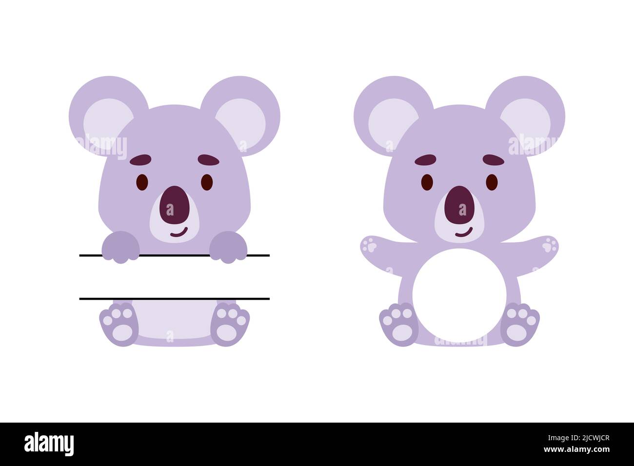 Cute little koala split monogram. Funny cartoon character for kids t ...