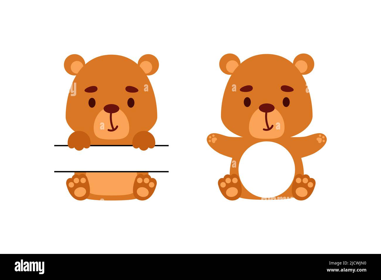 Cute little bear split monogram. Funny cartoon character for kids t ...