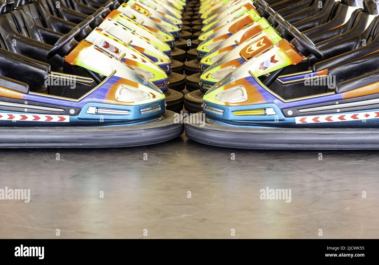 Detail of seats of a fair, fun and party attraction Stock Photo - Alamy
