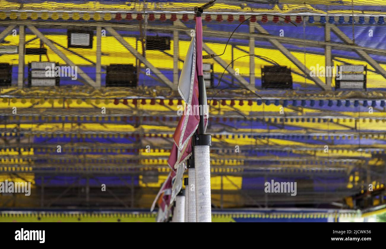 Detail of seats of a fair, fun and party attraction Stock Photo - Alamy
