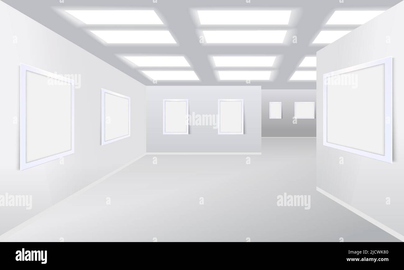 Art gallery, museum exhibition hall empty interior Stock Vector Image ...