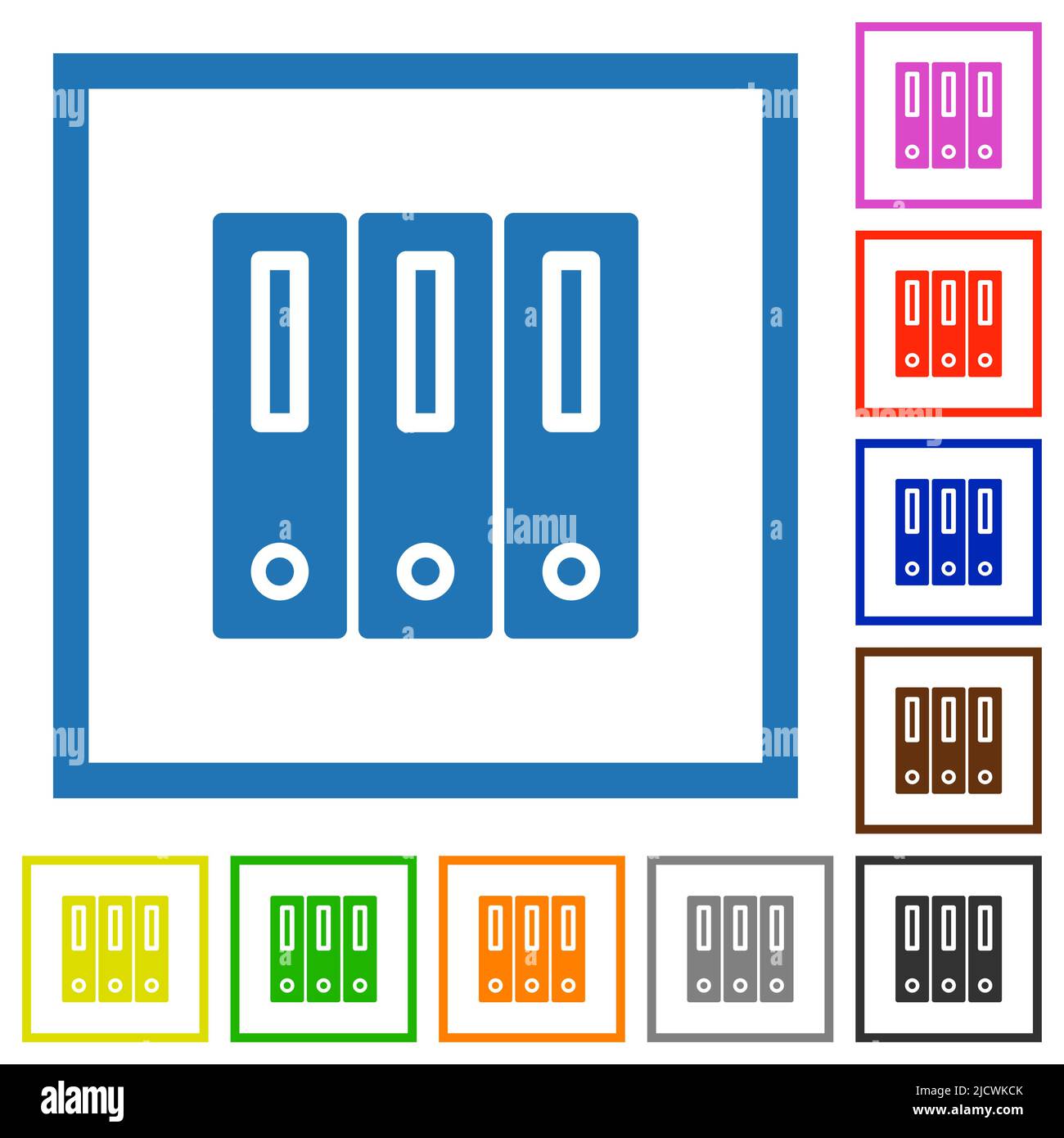 Binders solid flat color icons in square frames on white background Stock Vector Image & Art - Alamy