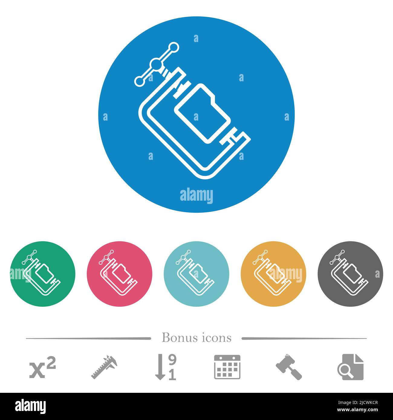 Folder compression outline flat white icons on round color backgrounds ...