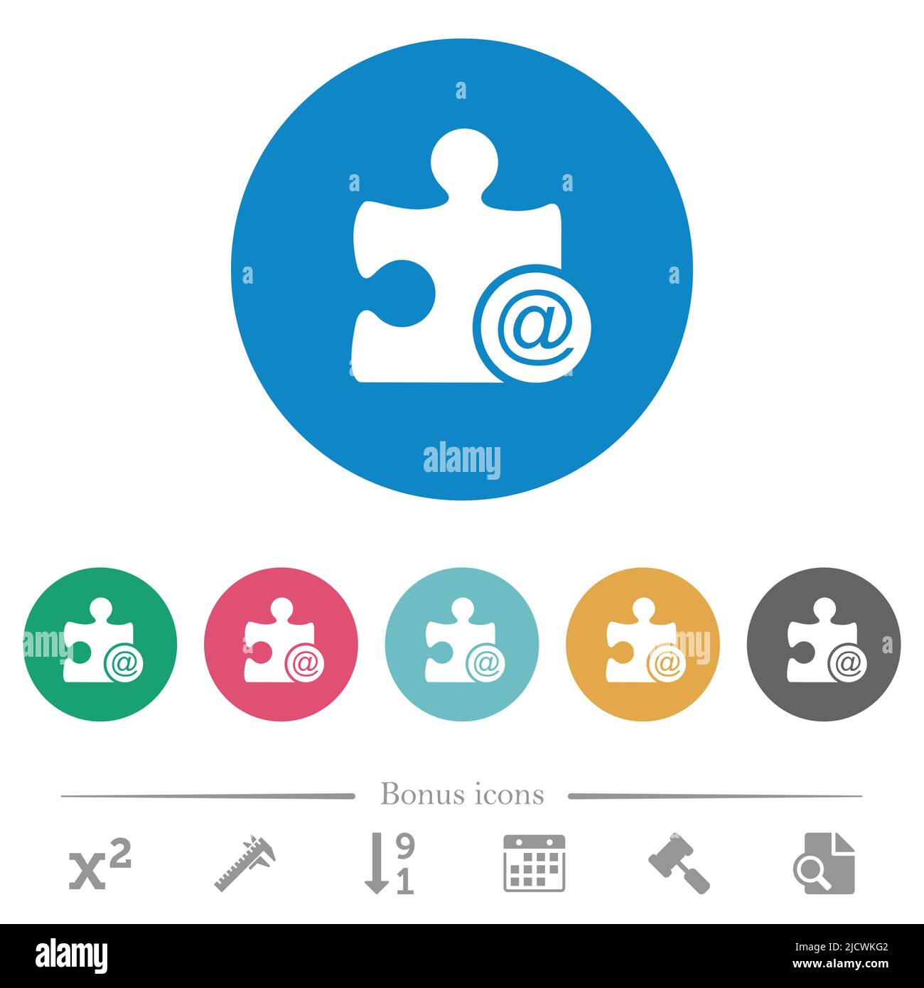 Email plugin flat white icons on round color backgrounds. 6 bonus icons ...