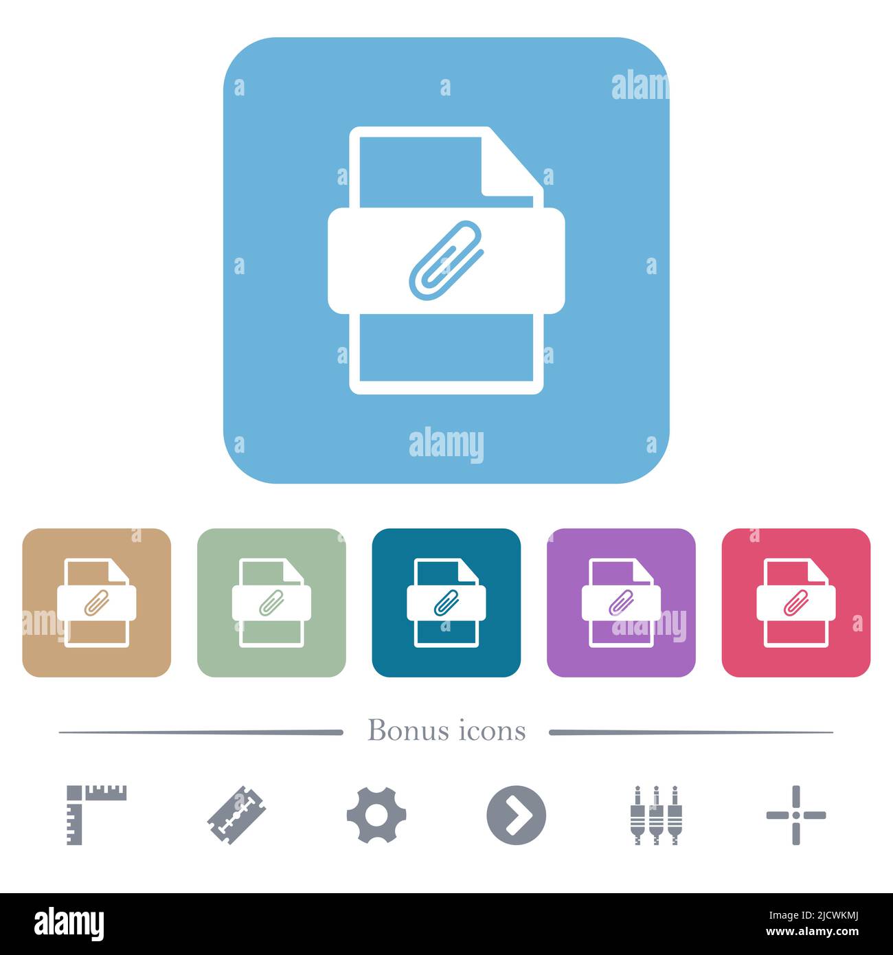 Attachment file type white flat icons on color rounded square ...
