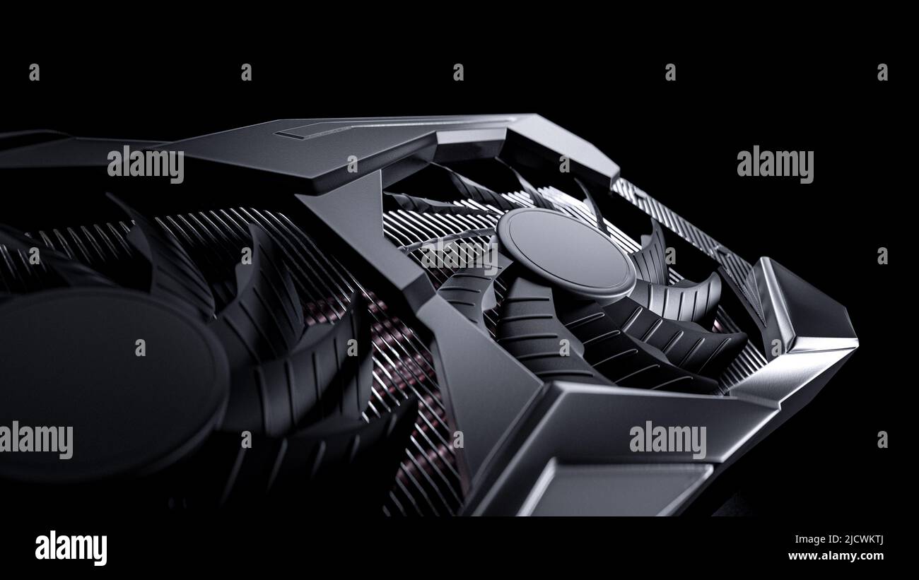 3d render of modern graphics or video card for gamer or crypto mining ...