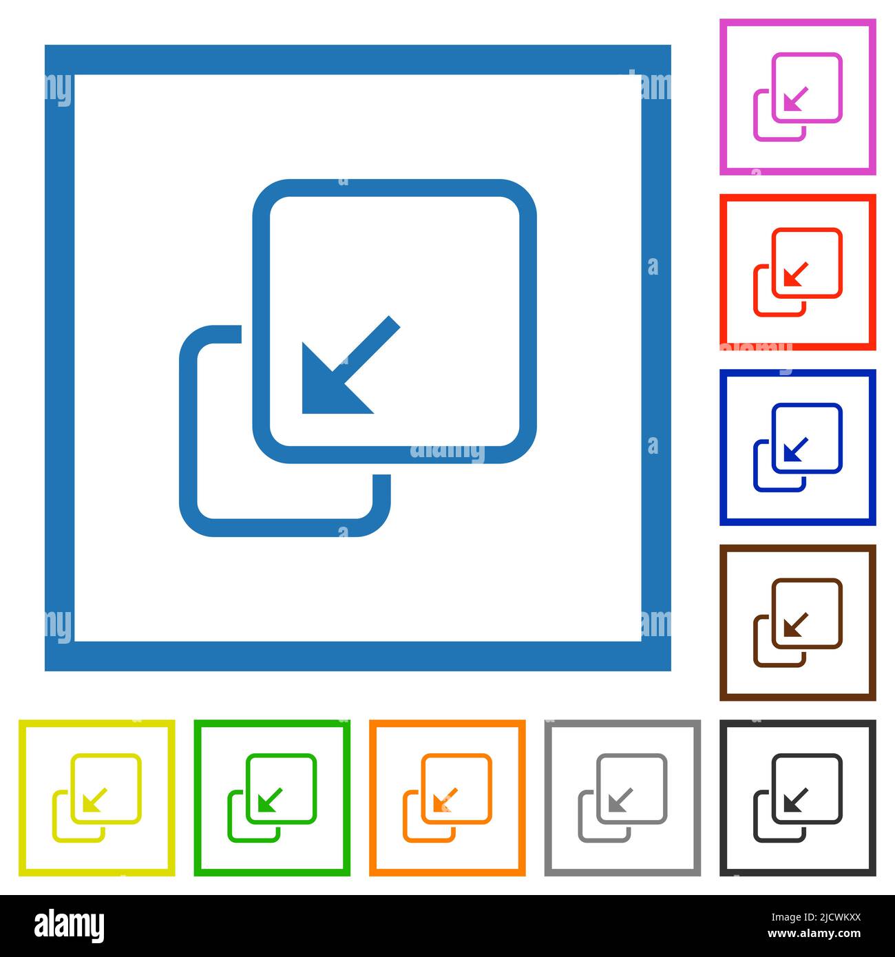 Collapse element outline flat color icons in square frames on white ...