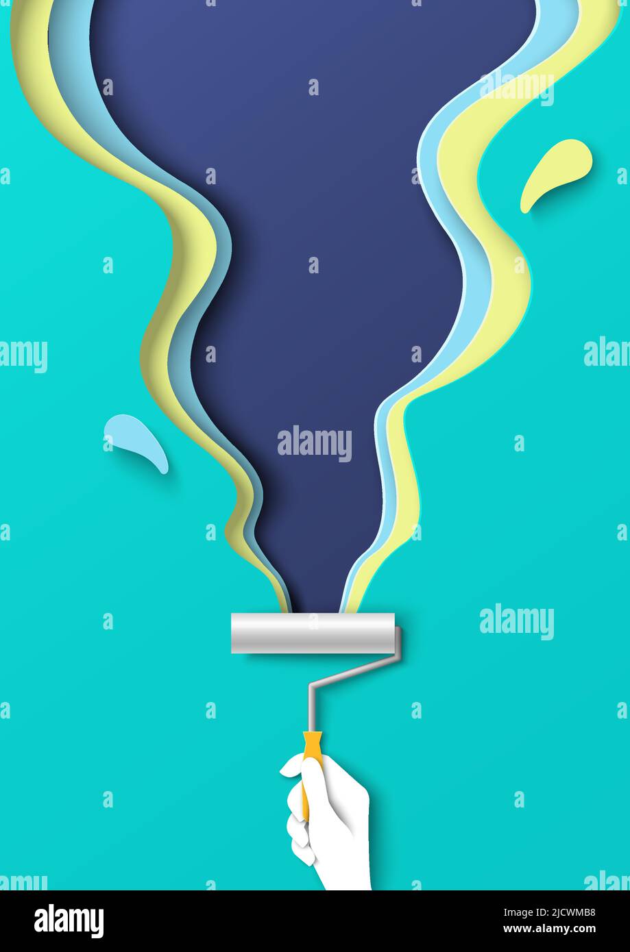 Paint background and brush stroke papercut vector Stock Vector Image ...