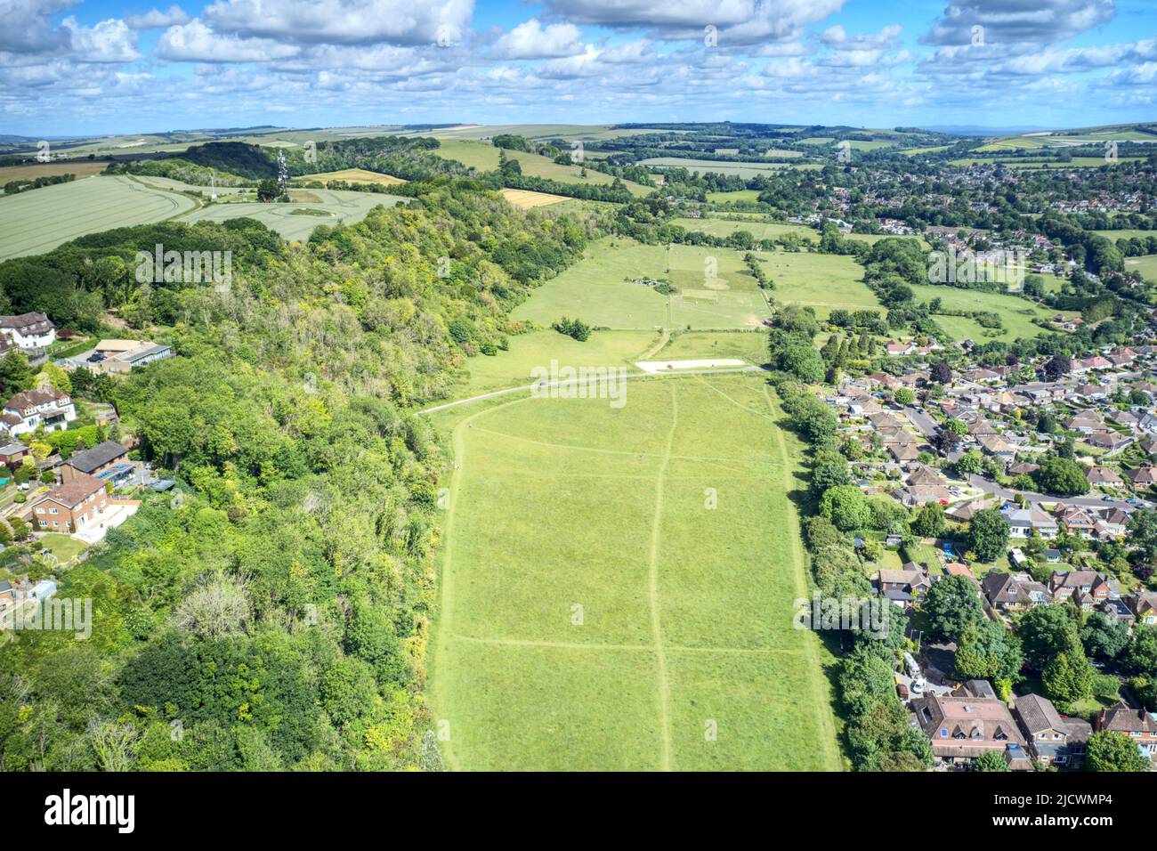 Aerial view of High Salvington and the Findon valley between the South ...