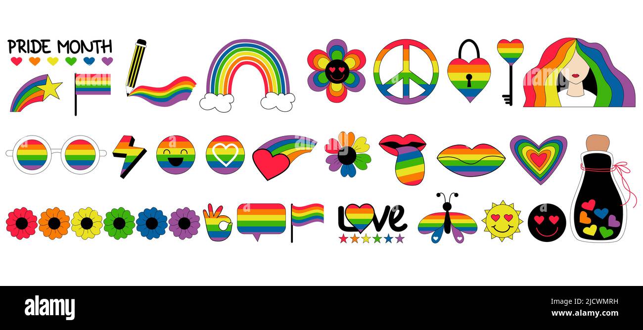 Big set LGBT badges.LGBTQ community vector symbols and LGBT Pride Month ...