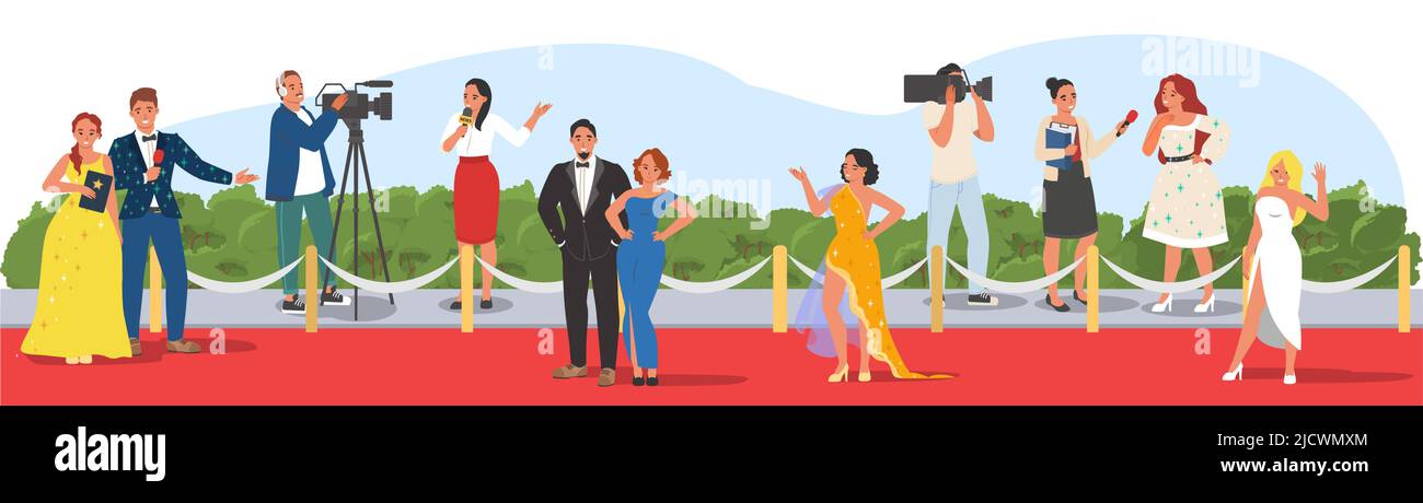 Celebrities walking on red carpet cartoon vector Stock Vector Image ...
