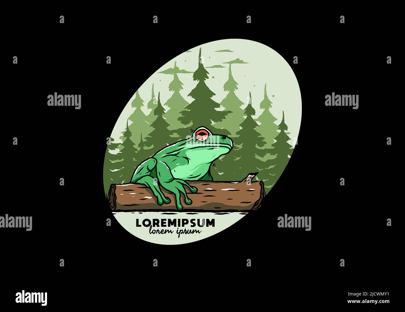 Illustration design of a big frog perched on a log Stock Vector Image ...