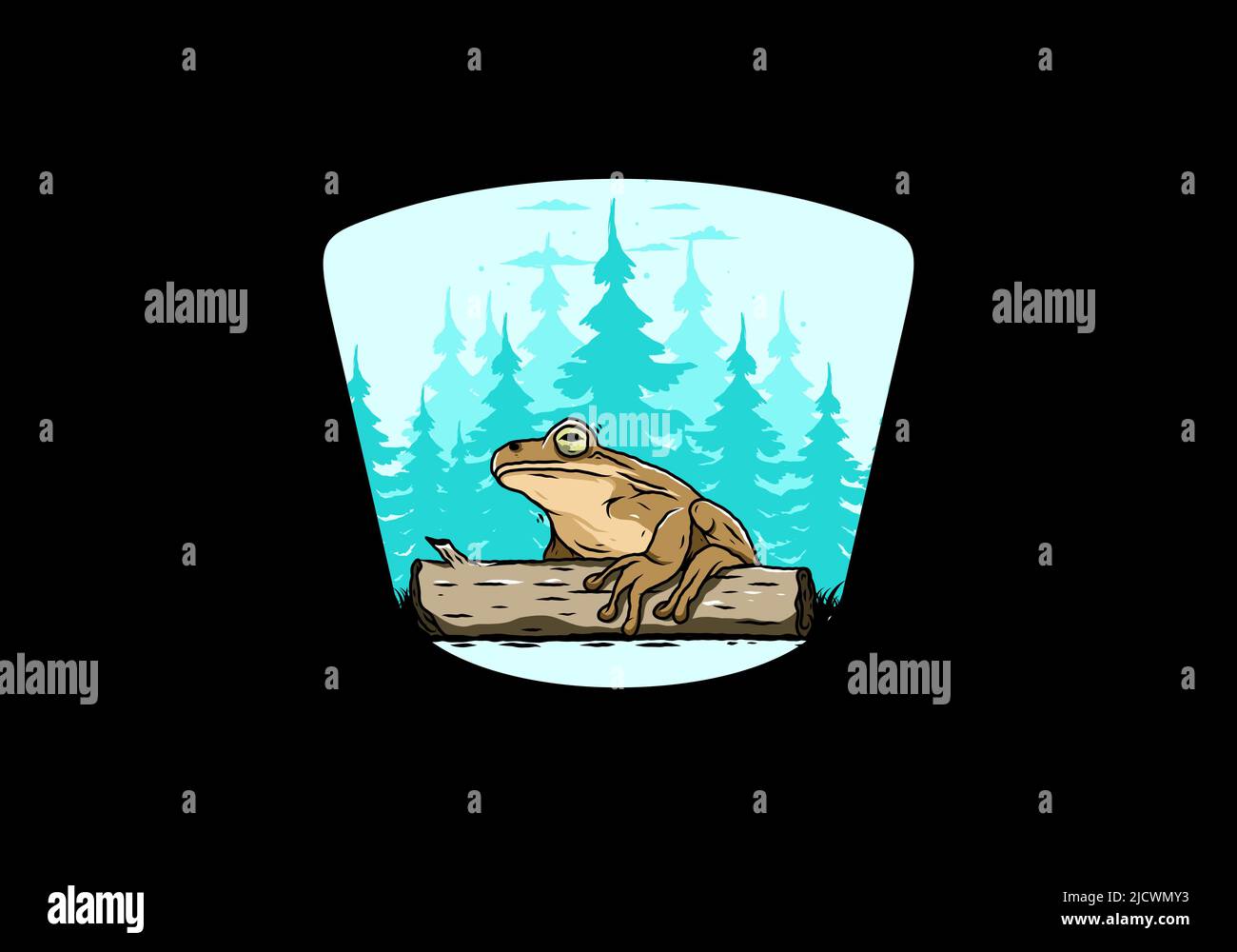 Illustration design of a big frog perched on a log Stock Vector Image ...