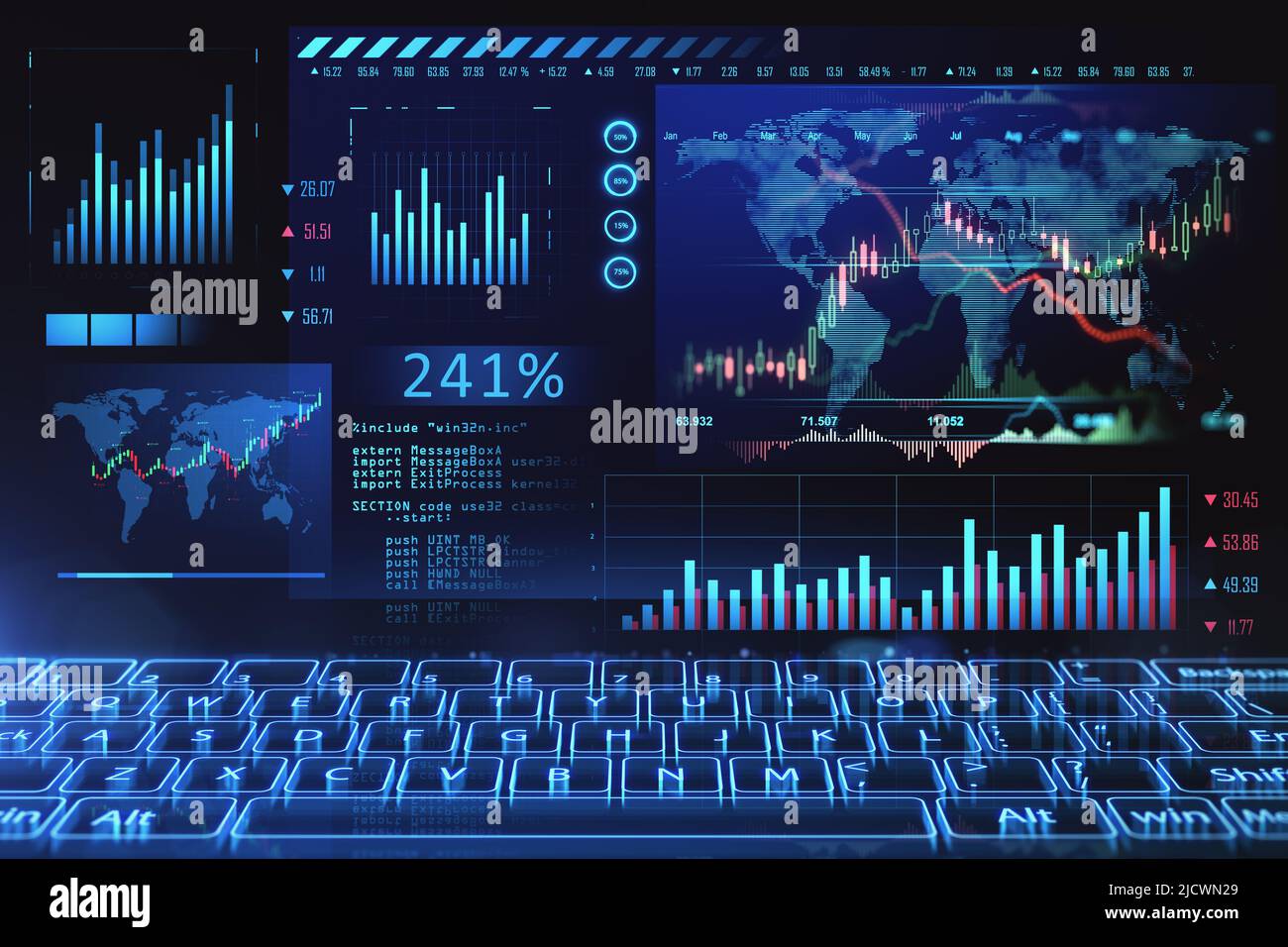 Forex market growth concept with stock market indicators and world map ...