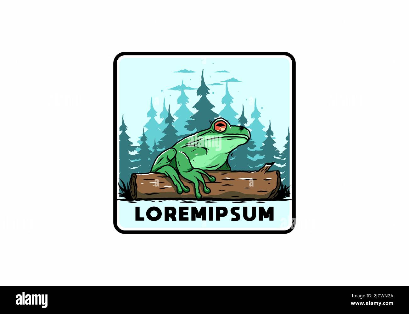 Illustration design of a big frog perched on a log Stock Vector Image ...