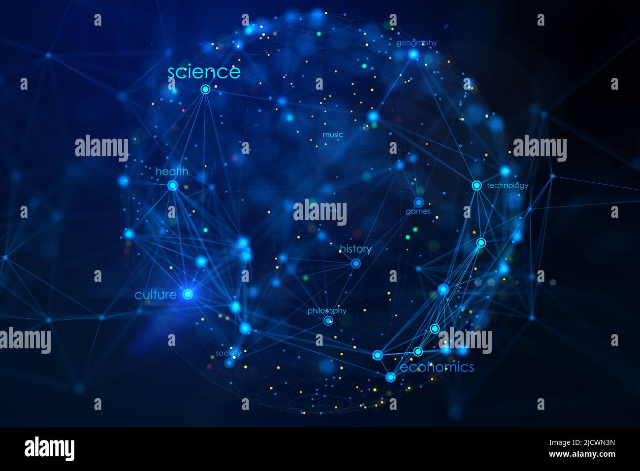 Big data visualization concept with digital graphic glowing wireframe ...