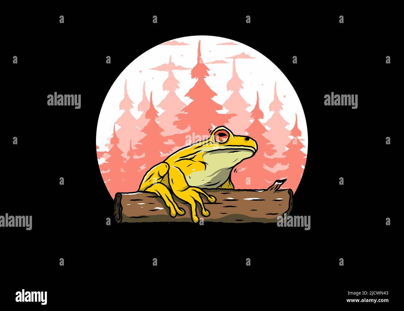 Illustration design of a big frog perched on a log Stock Vector Image ...