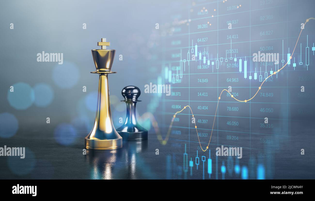 Stock exchange and investing strategy concept with golden and silver ...