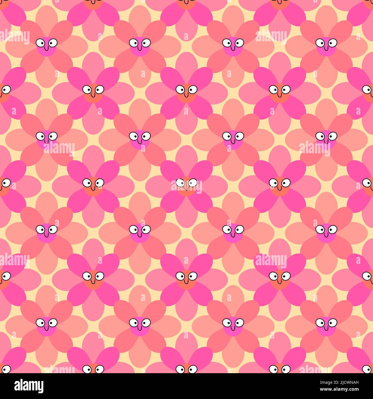 Simple cartoon seamless flower pattern for fabrics and textiles and ...