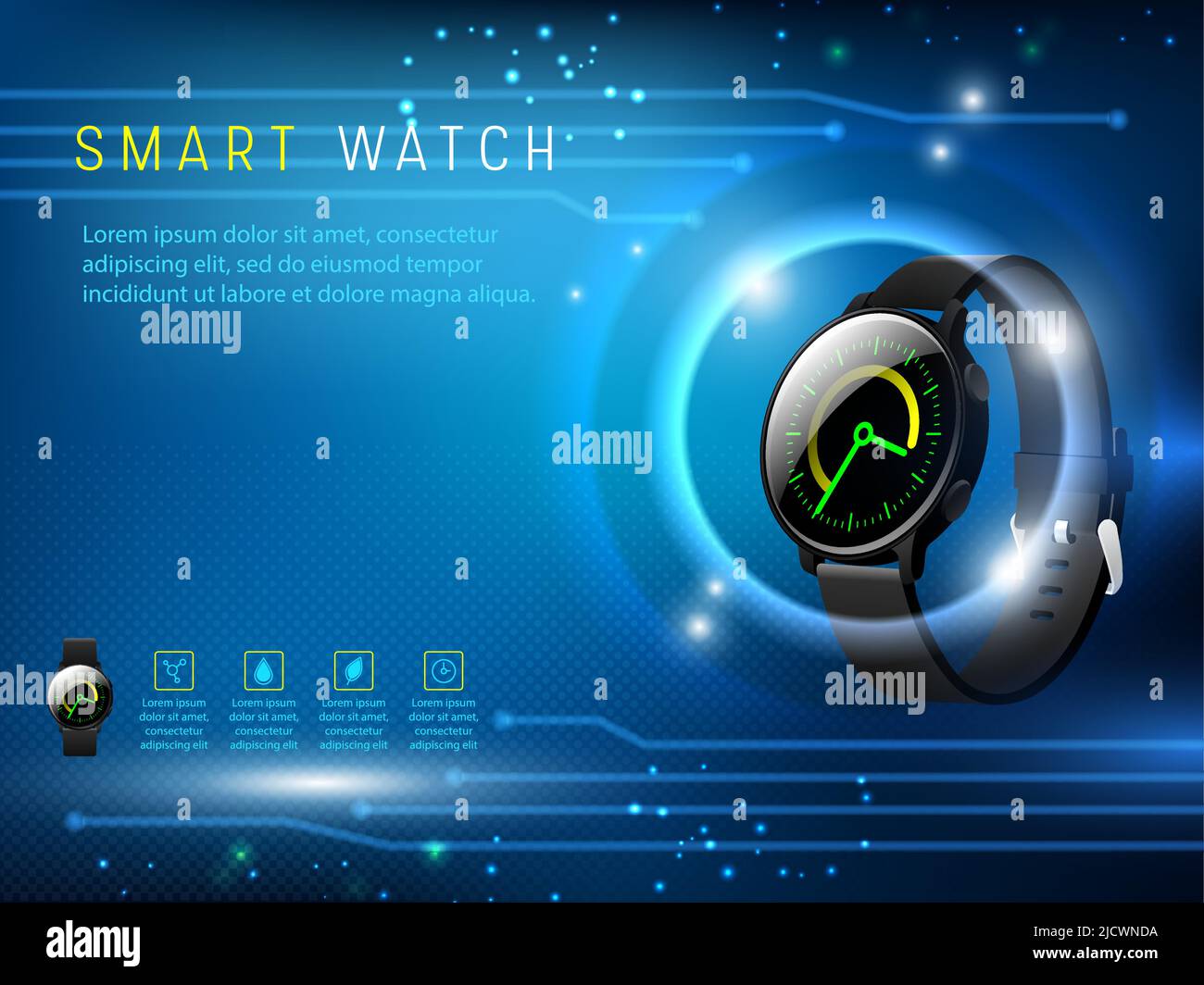 Smart watch technology advert vector poster design Stock Vector Image ...