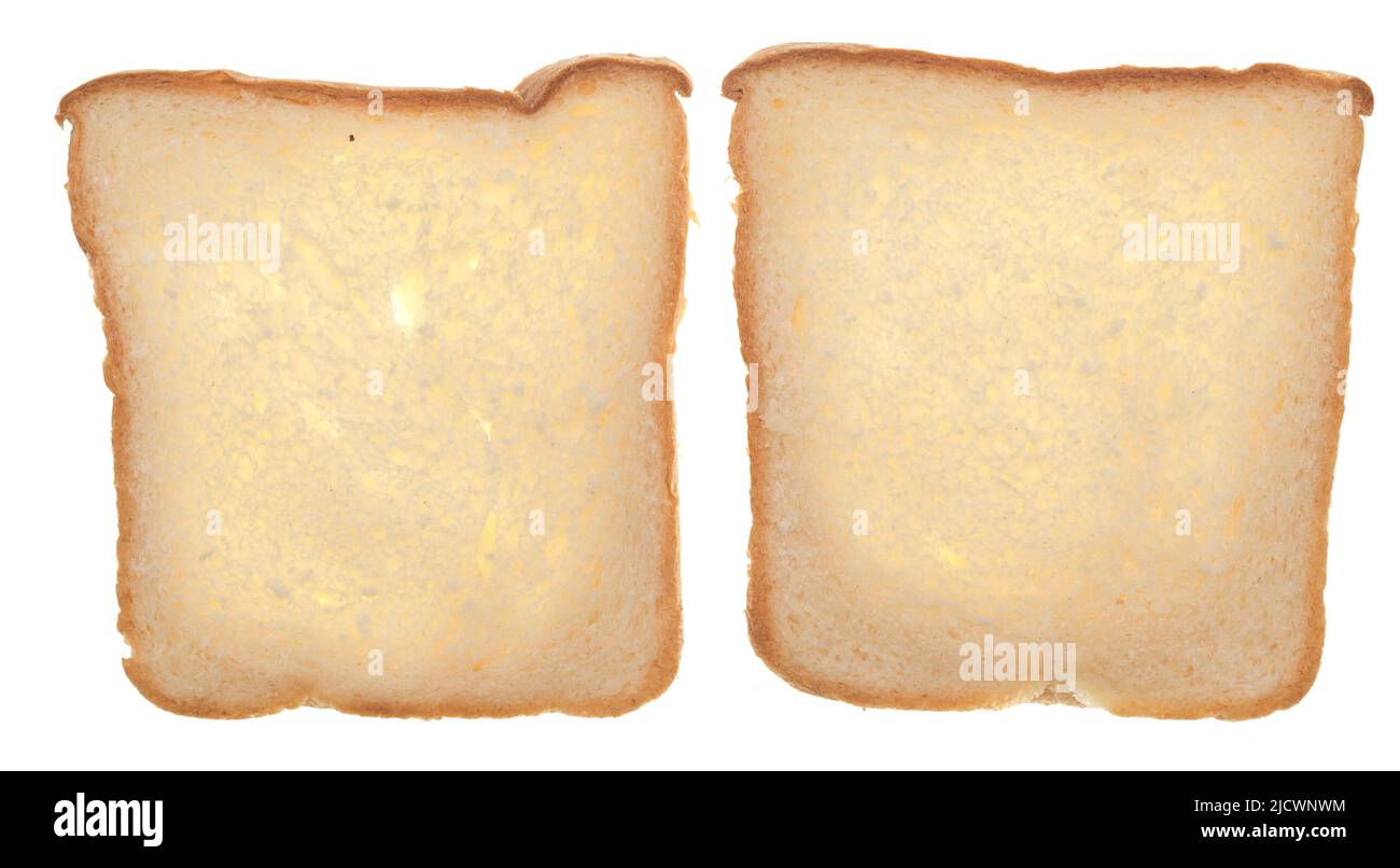 Two bread slices isolated on white background Stock Photo - Alamy