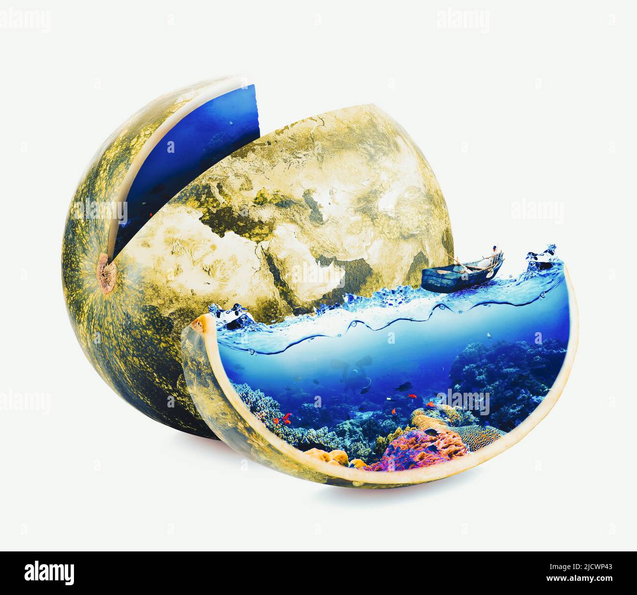 Watermelon world slice 3d illustration hi-res stock photography and ...