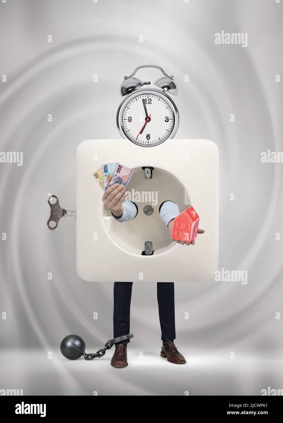 3D illustration, tells the ever-changing economy. Photo manipulation ...