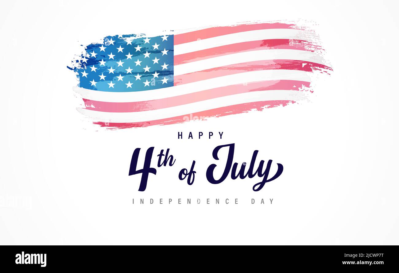 Happy 4th Of July Lettering And Watercolor Flag Fourth Of July