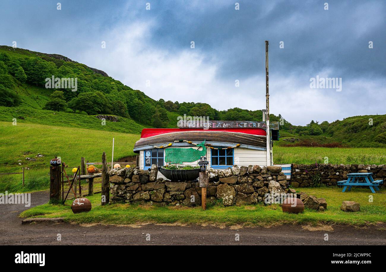 Calgary Bay, Isle of Mull, Scotland – The beach hut, shop and café on ...