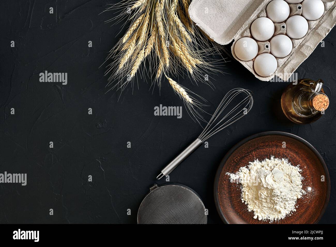 Preparation cooking baking kitchen table brown dishes ware fresh ...