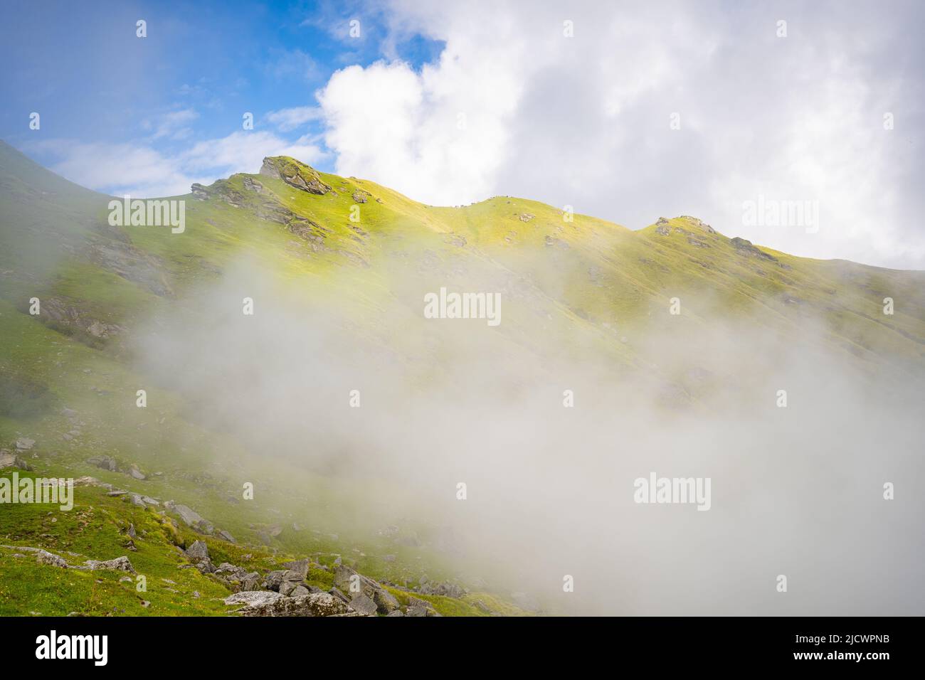 The Khaliya Top is a meandering meadow surrounded by snowy peaks ...