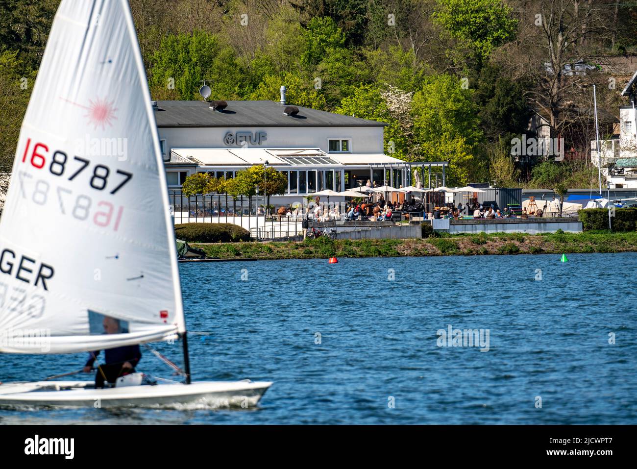 Lake Baldeney, reservoir of the Ruhr, ETUF Gastronomie am See, with ...